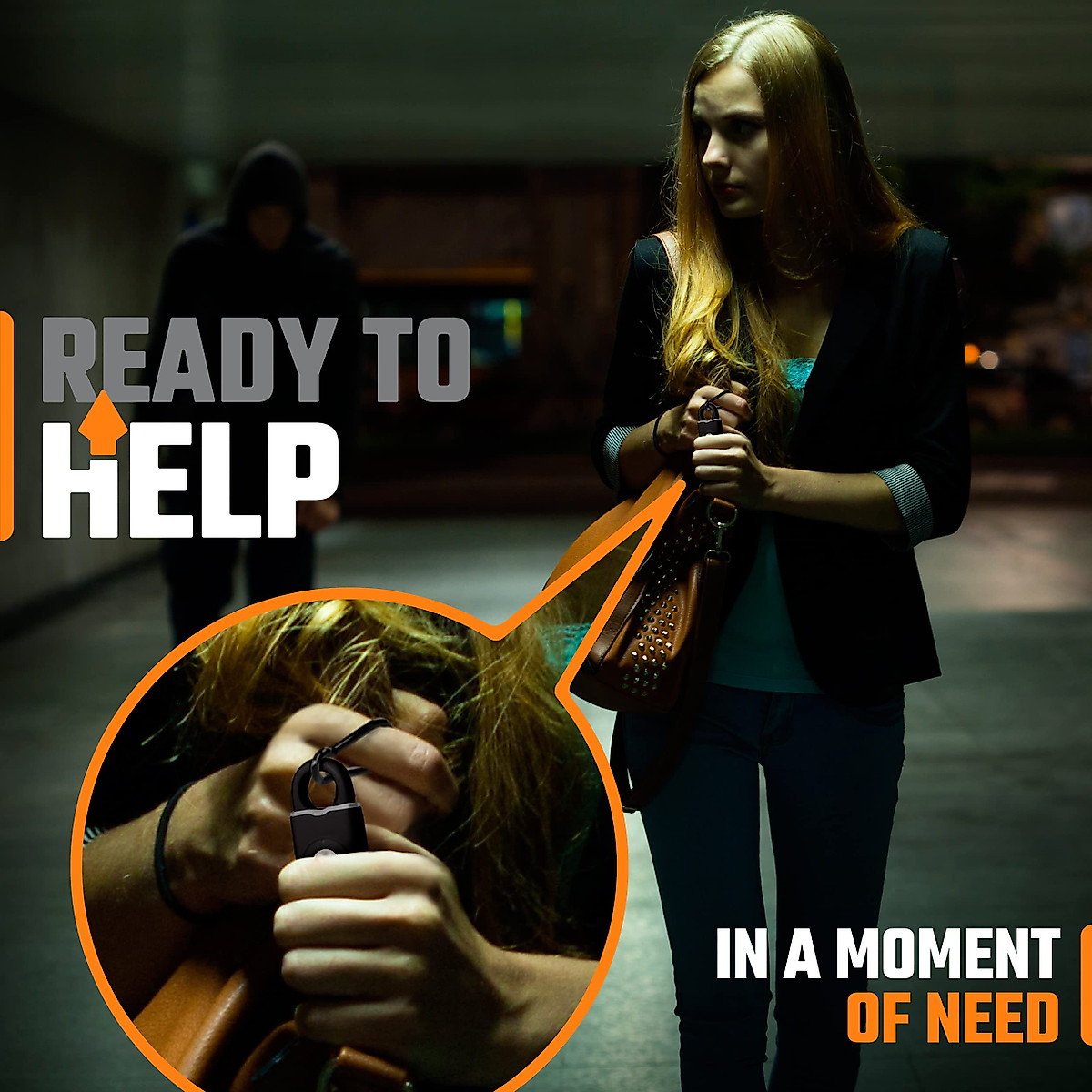 Personal Safety Alarm Keychain for Women Protection – USB Rechargeable 130 dB Self Defense Siren Panic Key Chain with Light and Low Battery Notice by WETEN (Black)