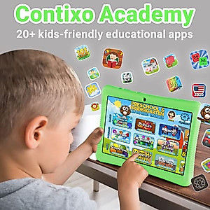 Contixo Kids Tablet, K102 10 Inch Tablet for Kids and Smart Watch Bundle, 2GB 32 GB Toddler Tablet with Bluetooth, with Smart Watch That Touch Screen, Camera, Video and Audio Recording - Green