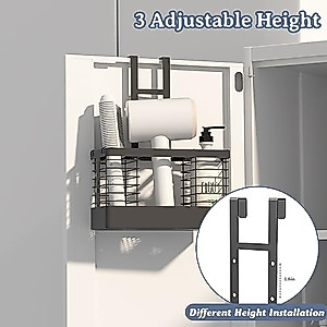 BUSOKIP Hair Tool Organizer/Hair Dryer Holder for Cabinet Door Height Adjustable, Bathroom Sink Organizer, Countertop Wall-Mount Holder for Curling Iron, Blow Dryer, Straightener. Matte Grey