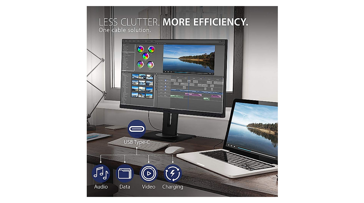 ViewSonic VG2455-2K 24" 1440p Monitor - USB-C, Ergonomic Design