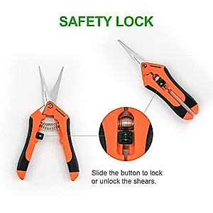 HOMEANING 1PC Pruning Shears,Trimming Scissors, Blades Gardening Hand Pruning Snips Titanium Coated Precision Bonsai Pruning Shears, Convenient and Efficient Flower Cutters (Orange)