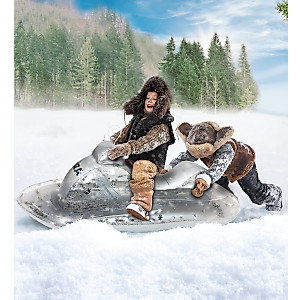 POZA Inflatable Silver Snow Tubes Collection - Silver Snow Sled Tube, Snowmobile, Boogie Sled with Handles and Snowflake Confetti, Cold Resistant Heavy Duty PVC Tube Sled for Adults and Kids - 3 Piece