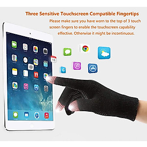 HINDAWI Winter Hat Gloves for Women Knit Snow Ski Outdoor Newsboy Caps Touch Screen Mittens White