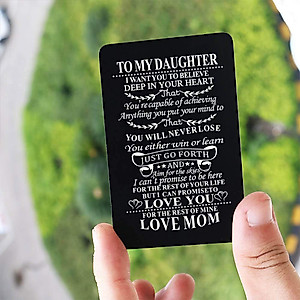 ZKXXJ Personalized to My Son/Daughter Gifts from Dad Mom Customized Stainless Steel Wallet Card Insert,Inspirational Meaningful Present Birthday Love You