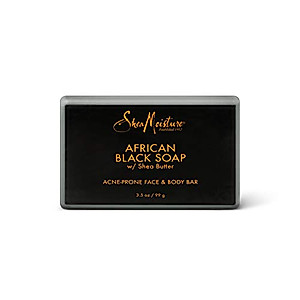 SheaMoisture Face and Body Bar for Oily, Blemish-Prone Skin African Black Soap Paraben Free, facial cleanser, 3.5 Ounce (Pack of 4)