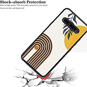 valuect lisment Compatible with LG V60 ThinQ 5G Case, Minimalist Abstract Art Aesthetic Boho Rainbow Sun Moon Leaves for LG Case Women Men, Trendy Silicone Bumper Case for LG
