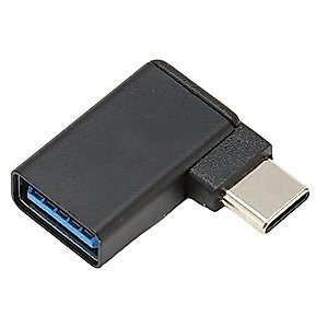 Jopwkuin Right Angle USB to Type C Adapter, Simple Structure Plug and Play USB Female to USB C Male Connector for PC for Laptop