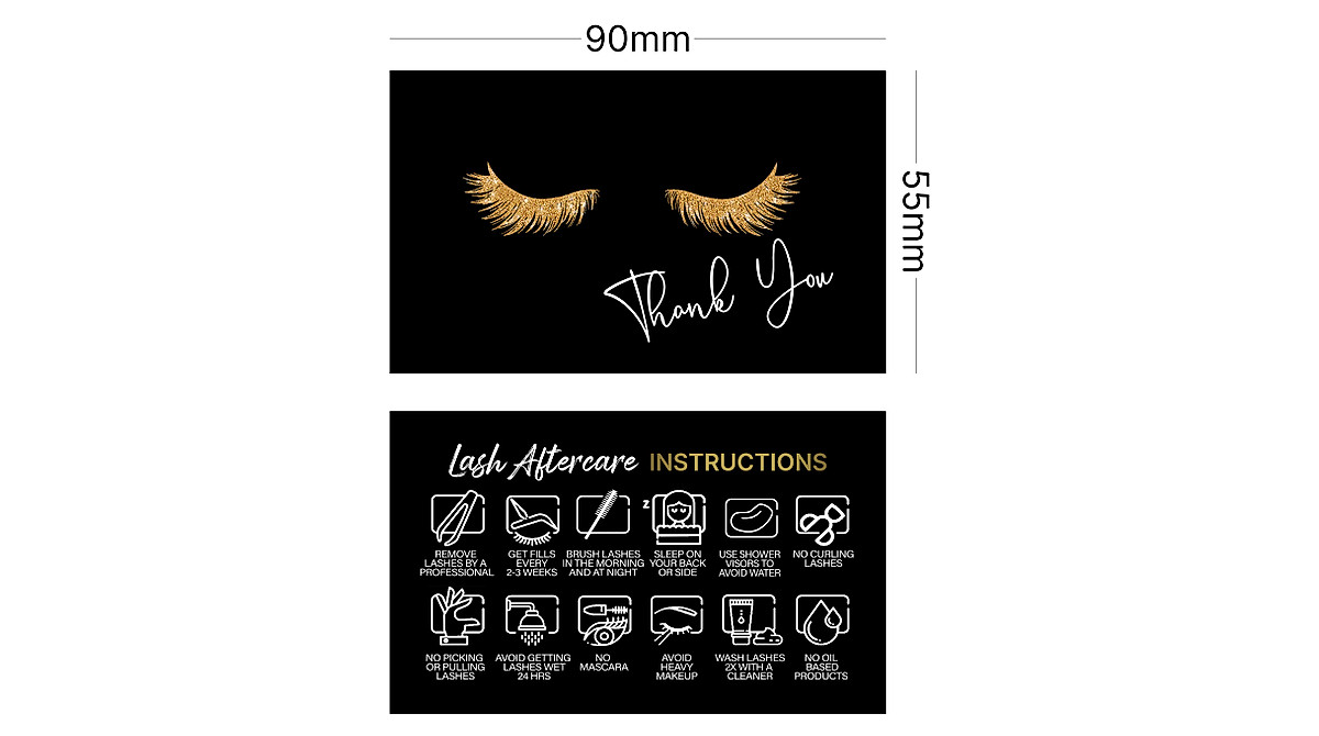100 Lash Extension Aftercare Cards - Stylish & Informative