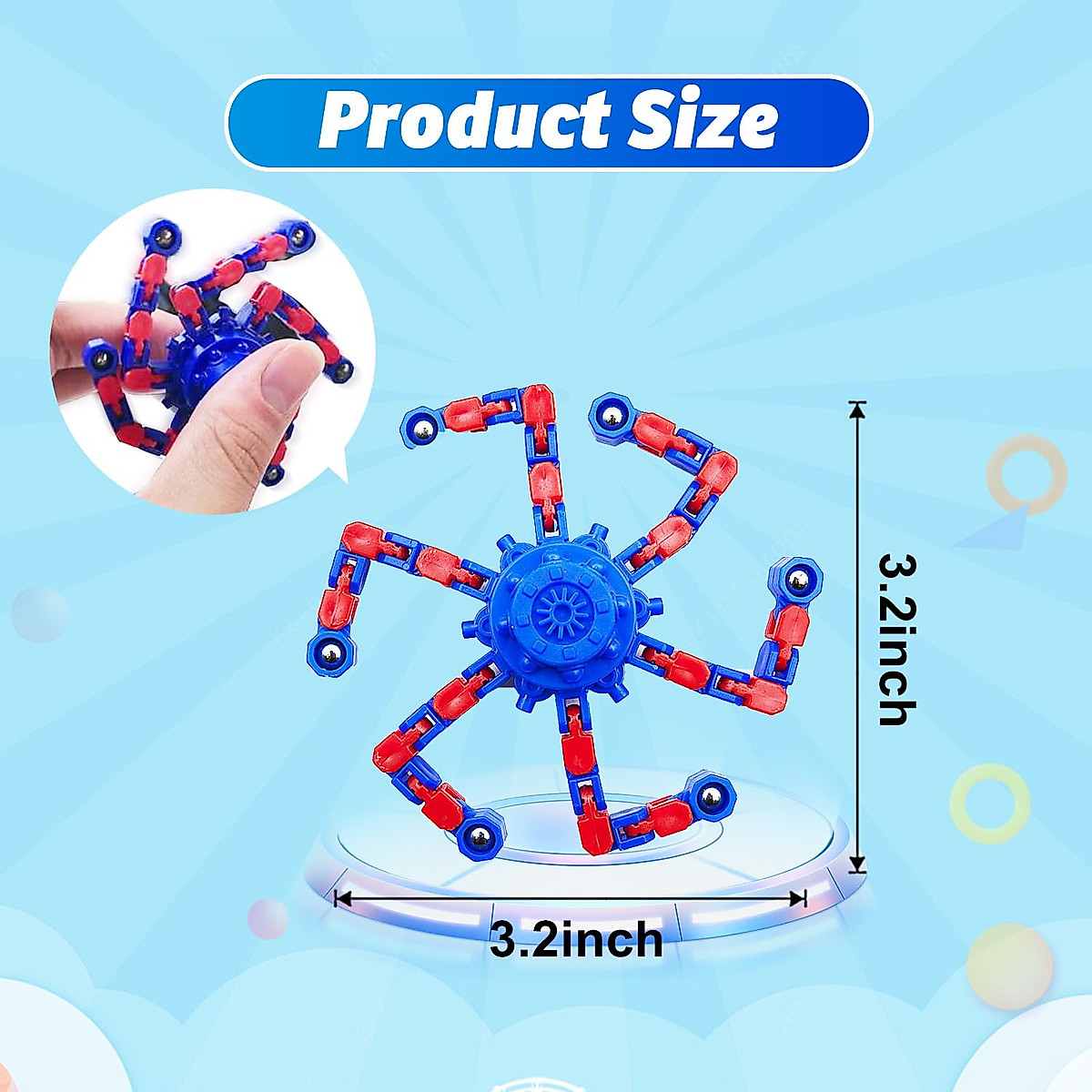 Easter Basket Stuffers Transformable Fidget Spinners,9Pcs Funny Sensory Fidget Toys Adults Deformable Chain DIY Robot Spinner,Fingertip Stress Relief Gyro Toy Easter Basket Stcoking Stuffer for Kids