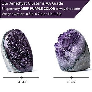 Natural Deep Purple Amethyst Crystal Geode from Uruguay 1lb-1.5lb, A Grade Amethyst Cluster, Premium Gift Box for Collectors Reiki Healing Positive Energy by GEMBOURY