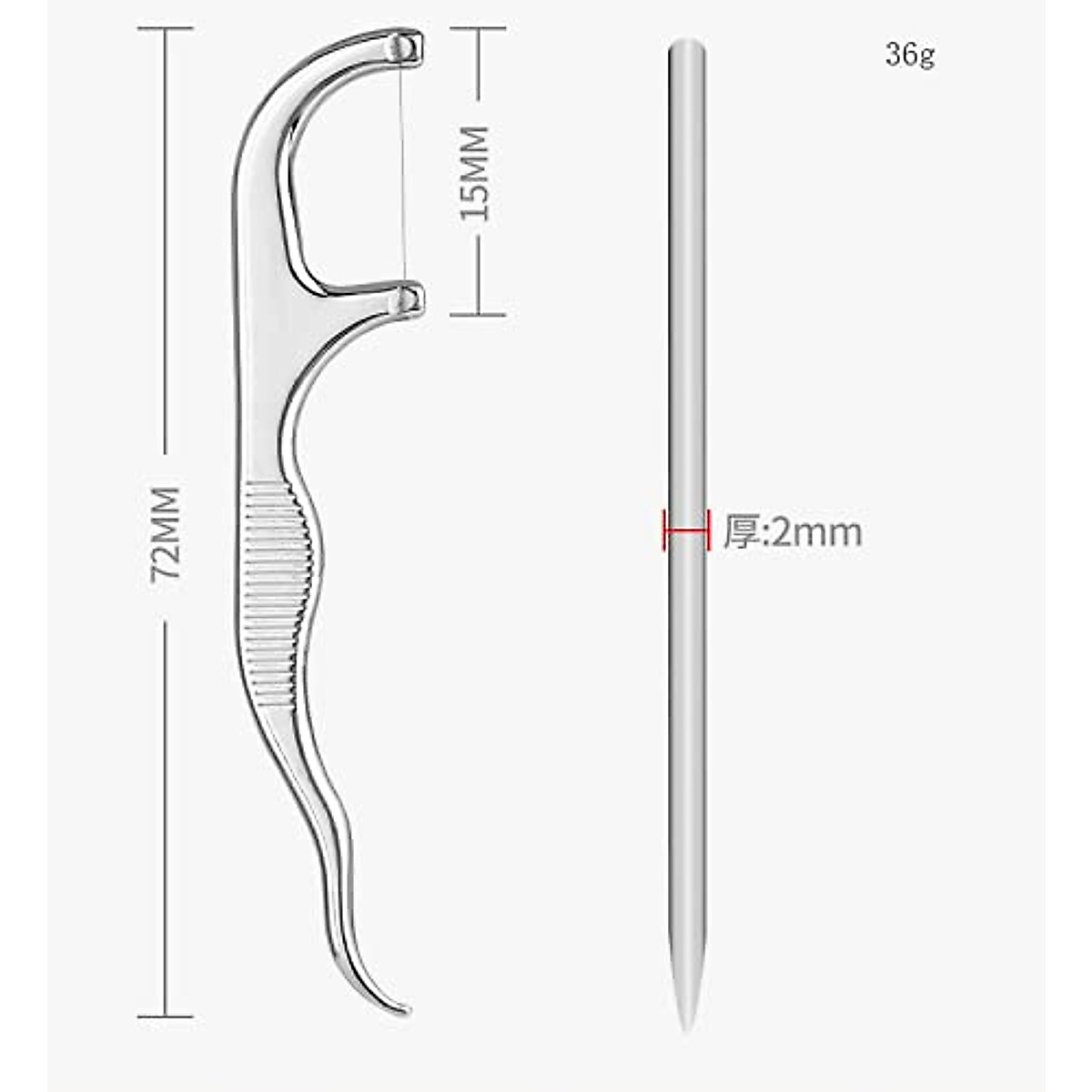 WOIWO 2PCS Stainless Steel Dental Floss Carry Oral Care Floss Cleaning Dental Crevices Tools Portable Dental Floss  