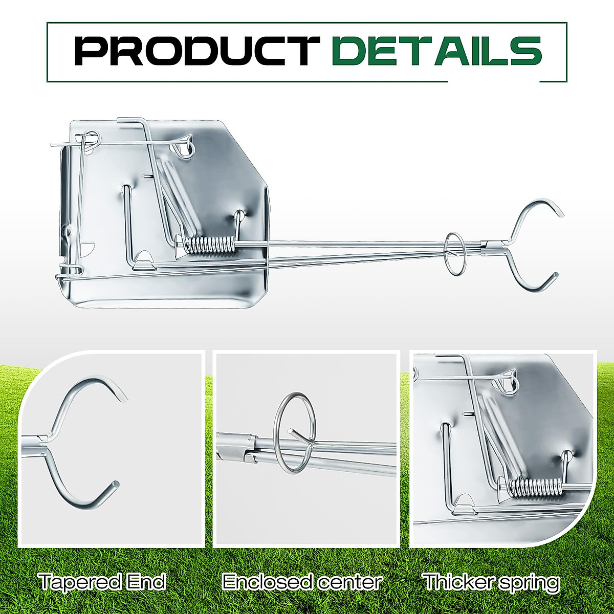 Qualirey 8 Pcs Gopher Traps Mole Mouse Gophers Trap Galvanized Oil Hardened Steel Reusable Animal Trap with 8 Markers for Outdoor Lawn, 12 x 5 Inches