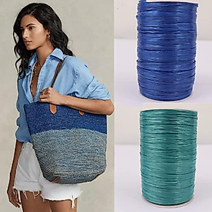 ENUDKON 91M / Barrel Cotton Lafite Grass Yarn Summer 100% Natural Fiber DIY Woven Straw hat Bag Yarn (Color : 18-Bright Color)