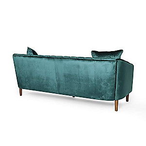 Christopher Knight Home Susan Velvet 3 Seater Sofa, Teal + Dark Brown