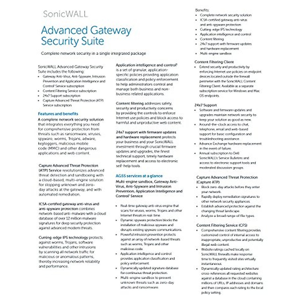 |01-SSC-0535| Gateway Anti-Malware, Intrusion Prevention and Application Control for The TZ400 Series (2 Years)