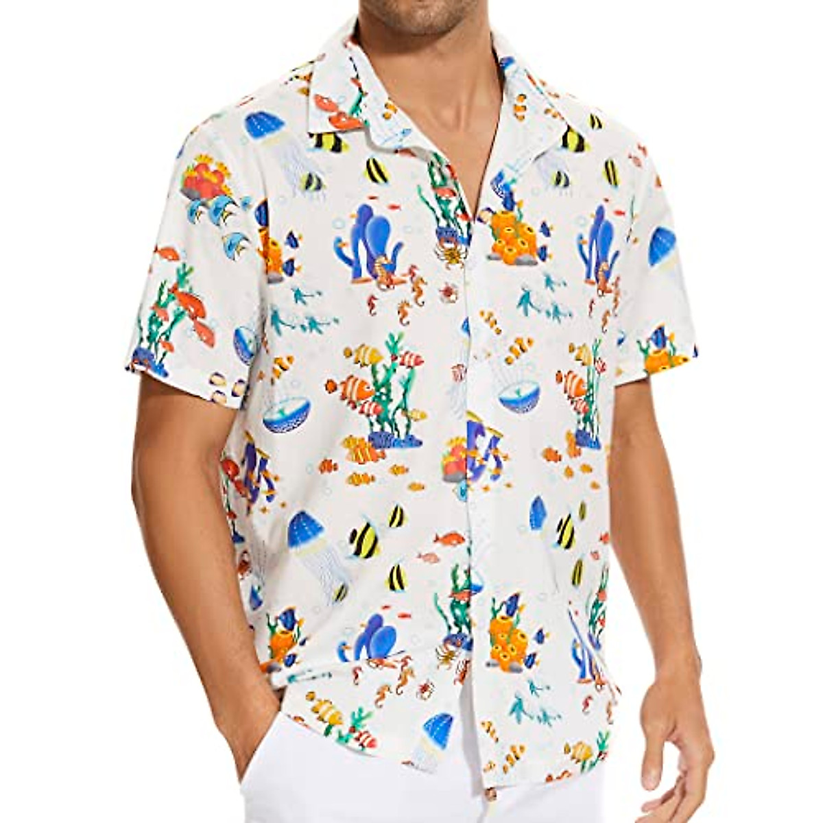 ZAFUL Men's Tropical Hawaiian Print Shirt Short Sleeve Relax Fit Vintage Button Down Shirts