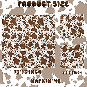 Highland Cow Decorations, 40Pcs Cow Print Napkins Cow Print Party Supplies Disposable Brown Cow Napkins,Cocktail Cow Print Tissue Paper for Farm Cow Birthday Party Baby Shower Decorations