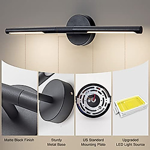 LINSEEDS Matte Black Bathroom Light Fixtures Over Mirror, 23.6 Inch 360° Rotatable Led Vanity Light Bar, Sconces Wall Lighting, 4000K Led Bathroom Lights, Modern Bathroom Vanity Lights Above Mirror