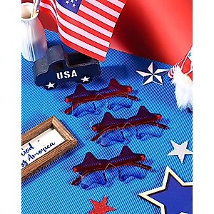 Kanayu 12 Pairs Red White and Blue Star Glasses 4th of July Rimless Sunglasses Pentagram Sunglasses for Independence Day(Red Leg)