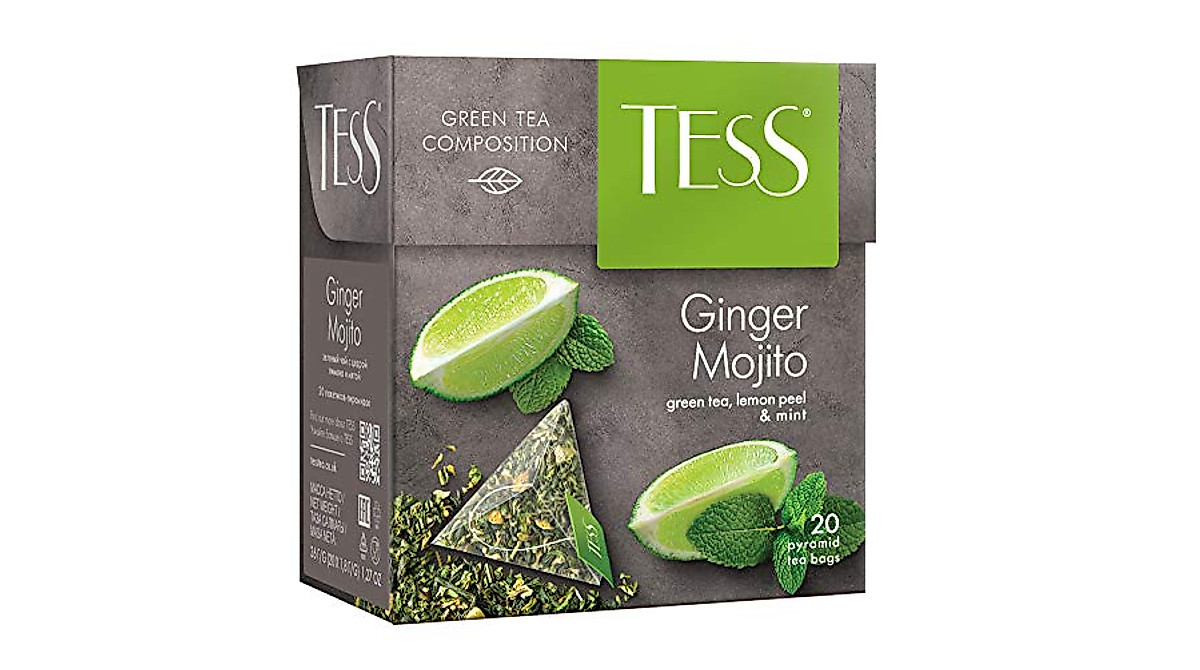Tess Ginger Mojito Green Tea - Refreshing 20 Pyramid Sachets