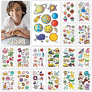 EMOME Full Half Tattoo Sleeves for Kids,66 Sheets Kids Tattoos Temporary for Girls Boys,Space Donut Mermaid Themed Fake Tattoos Stickers for Kids Party Favors Supplies