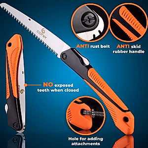Folding Saw, 8 Inch Rugged Blade Hand Saw, Best for Camping, Gardening, Hunting | Cutting Wood, PVC, Bone, Pruning Saw with Ergonomic Non-Slip Handle Design