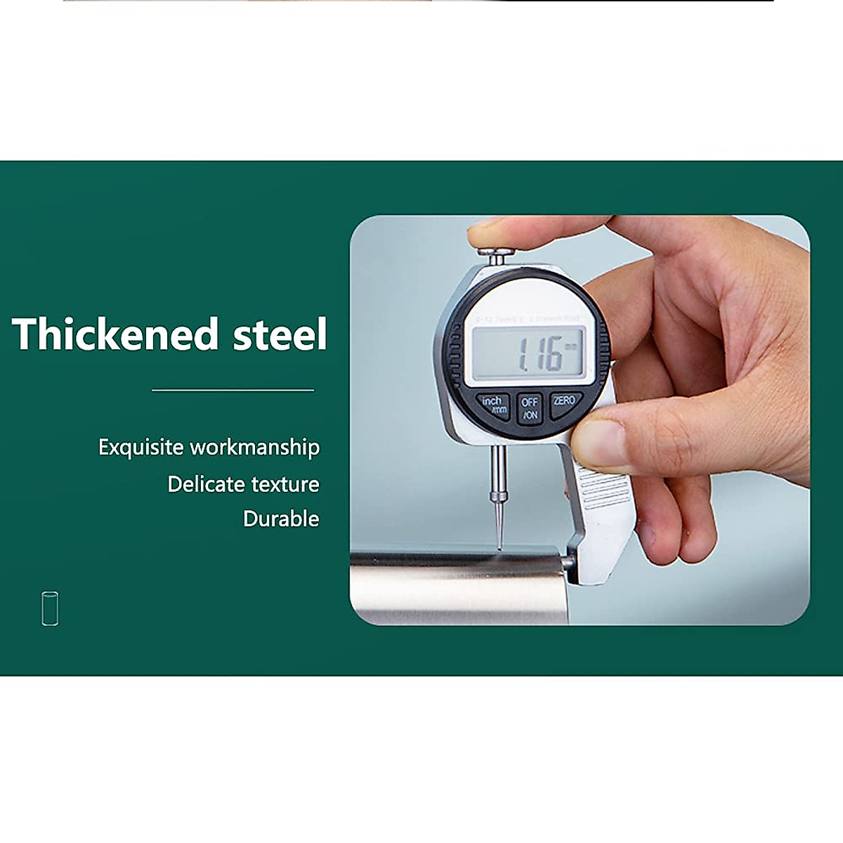 FEAWUS Small Silverware Holder Flatware Caddy Countertop Utensil Holder Caddy Stainless Steel with Wood Base for Parties