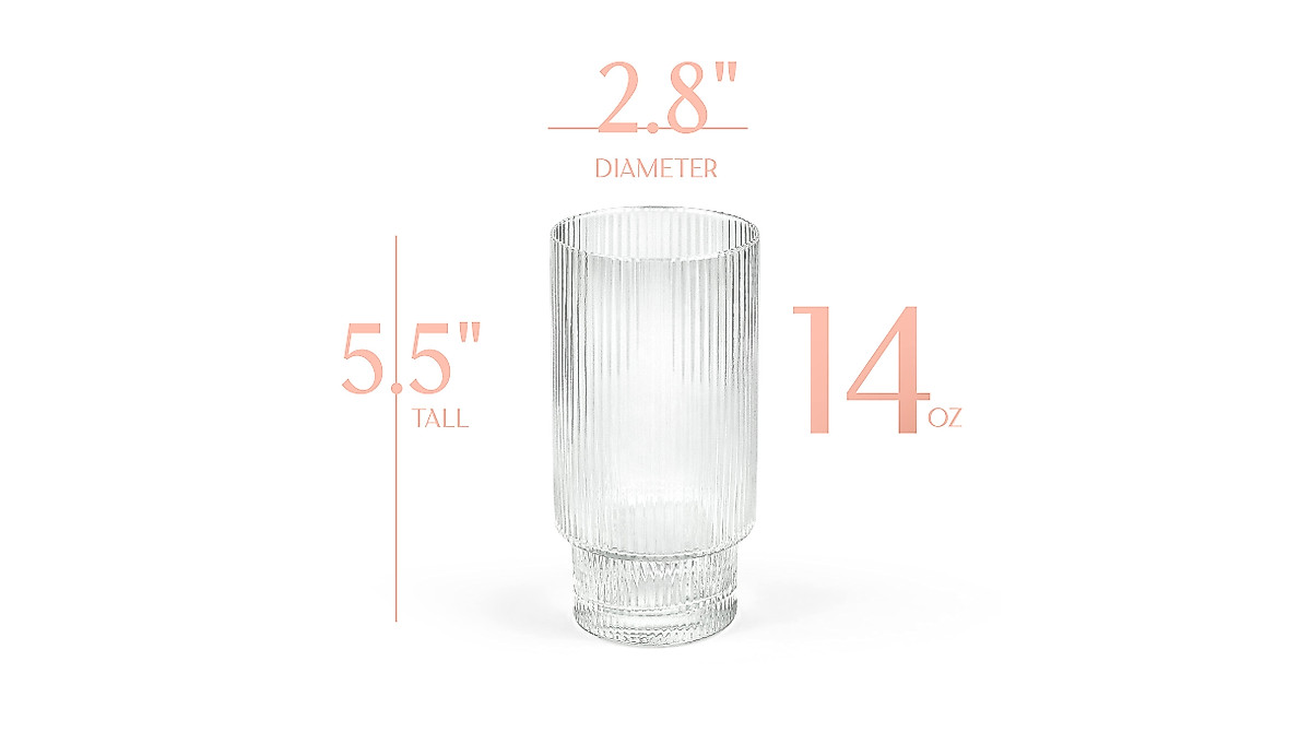Vintage Art Deco Collins Glasses Set of 4 - Elegant Crystal Highballs