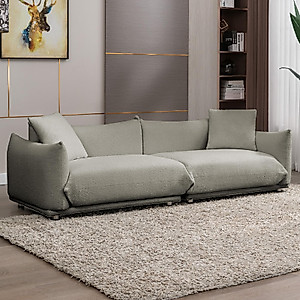 Mjkone Loveseat Sofa, Sofa Couch for Living Room, 86IN W 3-Seat Couch in Lambswool Cushioned, Modern Upholstered Space-Saving Love-Seat Couch, Small Space Couches with Free Throw Pillow - Dark Grey