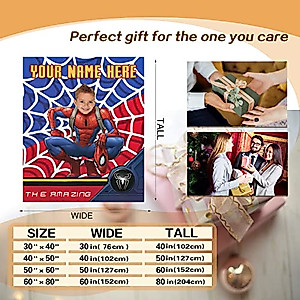 BAVIRWX Superhero Custom Blanket Customized Throw Blankets with Pictures Personalized Flannel Blanket with Photo for Baby 60x80 Inch