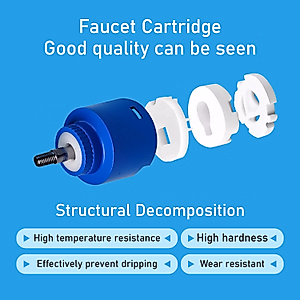 35mm Ceramic Faucet Cartridge Replacement, 35mm Faucet Cartridge Replacement for Single Handle Kitchen Basin Shower Faucets, Ceramic Faucet Valve