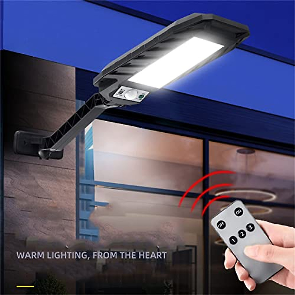 BLHKBAIKB Solar Street Light Outdoor,Dusk to Dawn Motion Sensor with Remote Control 30000 Lumens Solar Outdoor Light IP67 Waterproof,Suitable for Backyard Garden Parking Lot Etc