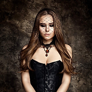 Lurrose Headband with Black Veil Hair Hoop Headband Simple Elegant Mesh Headdress for Woman Girl (Black)