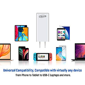 USB C Charger [GaN Tech] 65W Dual Port PD Wall Charger with 5ft USB C Cable for MacBook, USB C Laptops, iPad Pro, iPhone12, Galaxy, Pixel and More (Black)