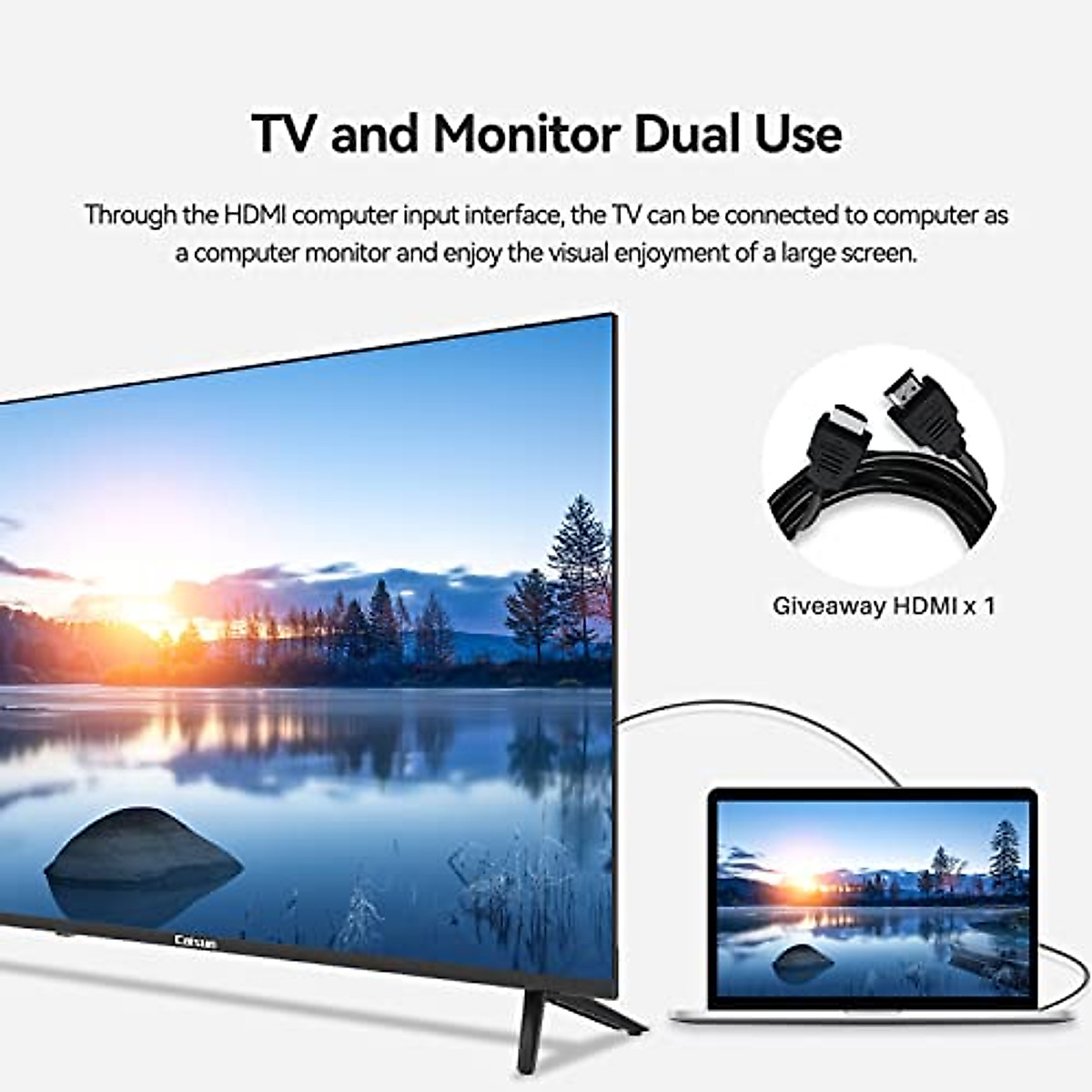 Caixun TV 40 inch 1080p FHD Smart Android TV with Chromecast Built-in, HDMI, USB (HDMI Cable Included - EC40V2FA)