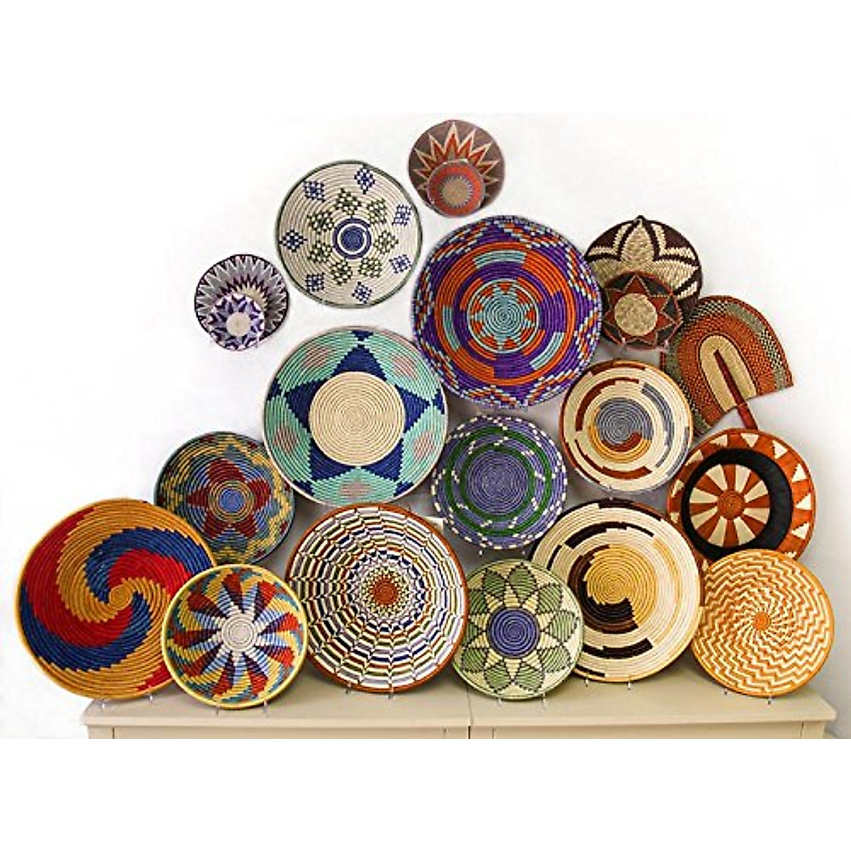 Fair Trade Uganda African Bukedo & Raffia Bowl #UR5816, 15-16" Across