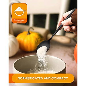 EUIRIO 5PCS Large Serving Utensils Set, Matte Black Hostess Flatware Serving Utensils, Heavy Duty Stainless Steel Serving Spoon, Slotted Spoon, Serving Fork, Sugar Spoon&Butter Knife, Dishwasher Safe