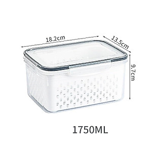 3PCS Fruit Storage Container with Lid & Colander, Produce Vegetable Saver Container, Refrigerator Keep Fruits Veggie Food Meat Fish Fresh, Draining Fresh Container 3 In 1 Organizer