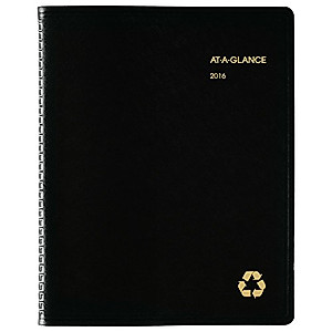 AT-A-GLANCE Weekly / Monthly Appointment Book / Planner 2016, Recycled, 8.25 x 10.88 Inches, Black (70-950G-05)