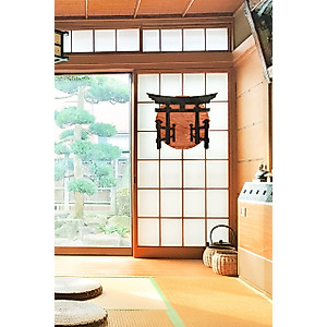 Minimalistic Torii Gate Wall Art Wooden Japanese Modern Design Home Decor Gift (Large, Rustic Red)