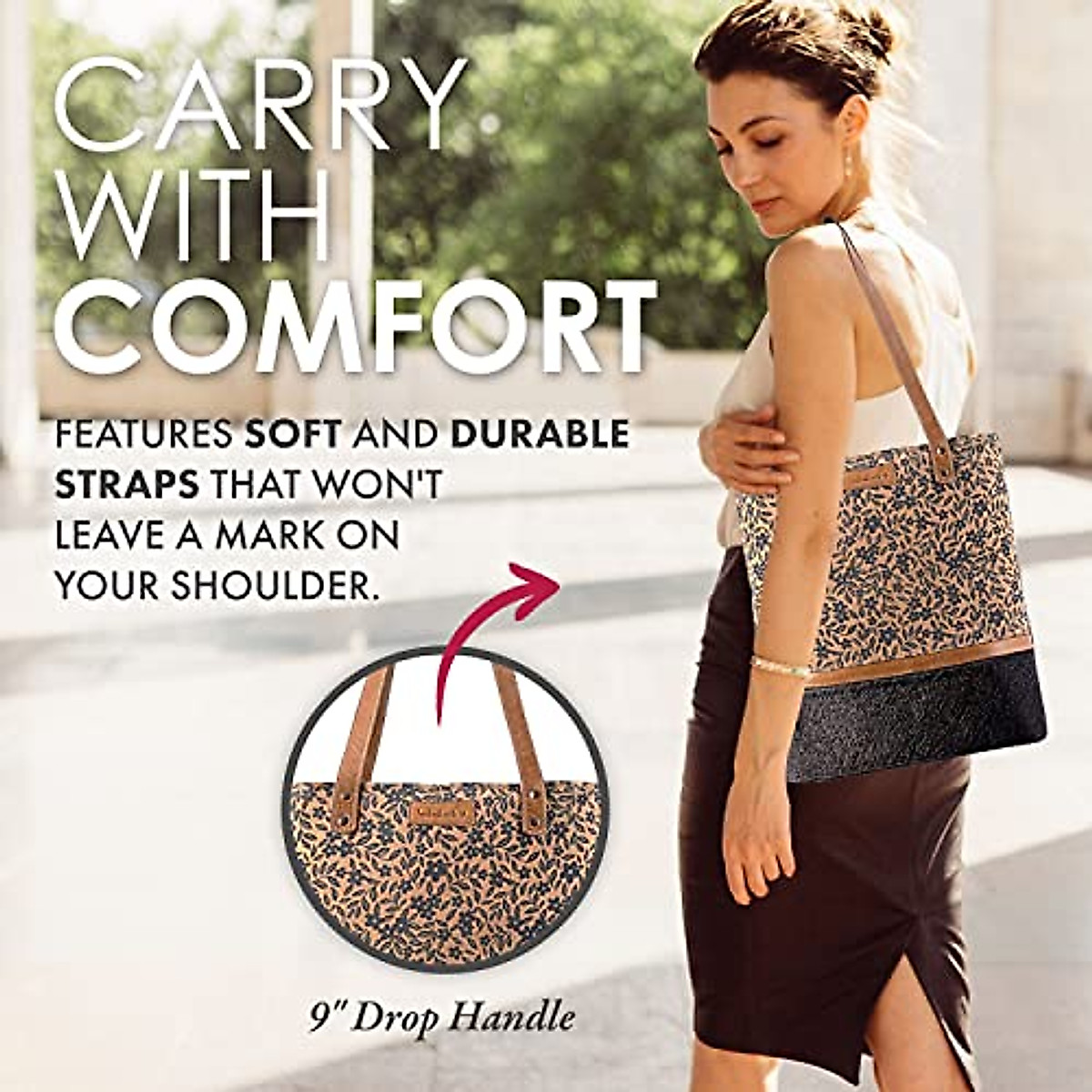 Tote Bags for Women by Sixtease - Large Tote Bag with Zipper Top - Genuine Leather Strap, Upcycled Canvas, Rug, Hair On and Hardware Accents - Vintage Style Hand Stitched - Efflorescence