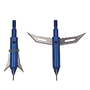 LeeMui Hunting Aluminum Archery Broadheads Blades Grain Screw-in Arrow Heads Tips Portable Case for Arrowheads Broadheads Blue