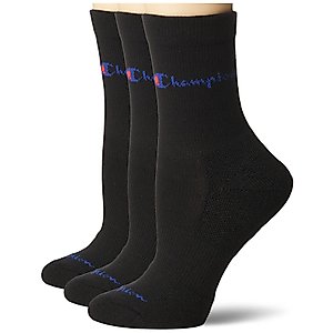 Champion womens Women's Mid Crew Compression Sport Socks, Black, 5 9 US