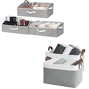 StorageWorks 3-Pack Foldable Trapezoid Storage Bins with 2-Pack Rectangle Closet Baskets