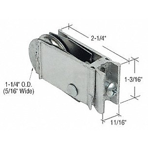 Sliding Glass Door Roller for Miller Industries Doors, 1-1/4" Steel Wheel, 3/4" Wide Housing