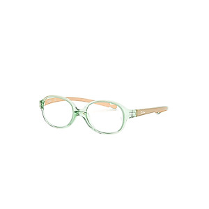 Ray-Ban Junior Kids' Ry1587 Oval Prescription Eyeglass Frames, Transparent Light Green/Demo Lens, 41 mm
