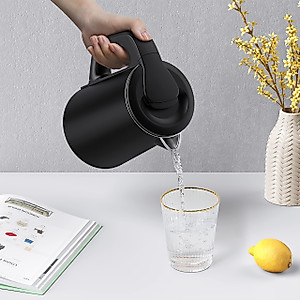 Apwche Small Electric Kettle, Portable Kettle with 304 Stainless Steel Travel Kettle 27oz/0.8L Electric Tea Kettle for Business Trip, Small Electric Kettle with Auto Shut-Off (black)