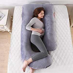 Aidiu u Shaped Pillows Pregnant Body Pillows for Sleeping, Pregnancy Pillows U Shape, Maternity Pillow, Full Body Maternity Pillow,57in, Support Back,Neck,Leg,Foot,Side Sleeper, Washable Cover, Grey