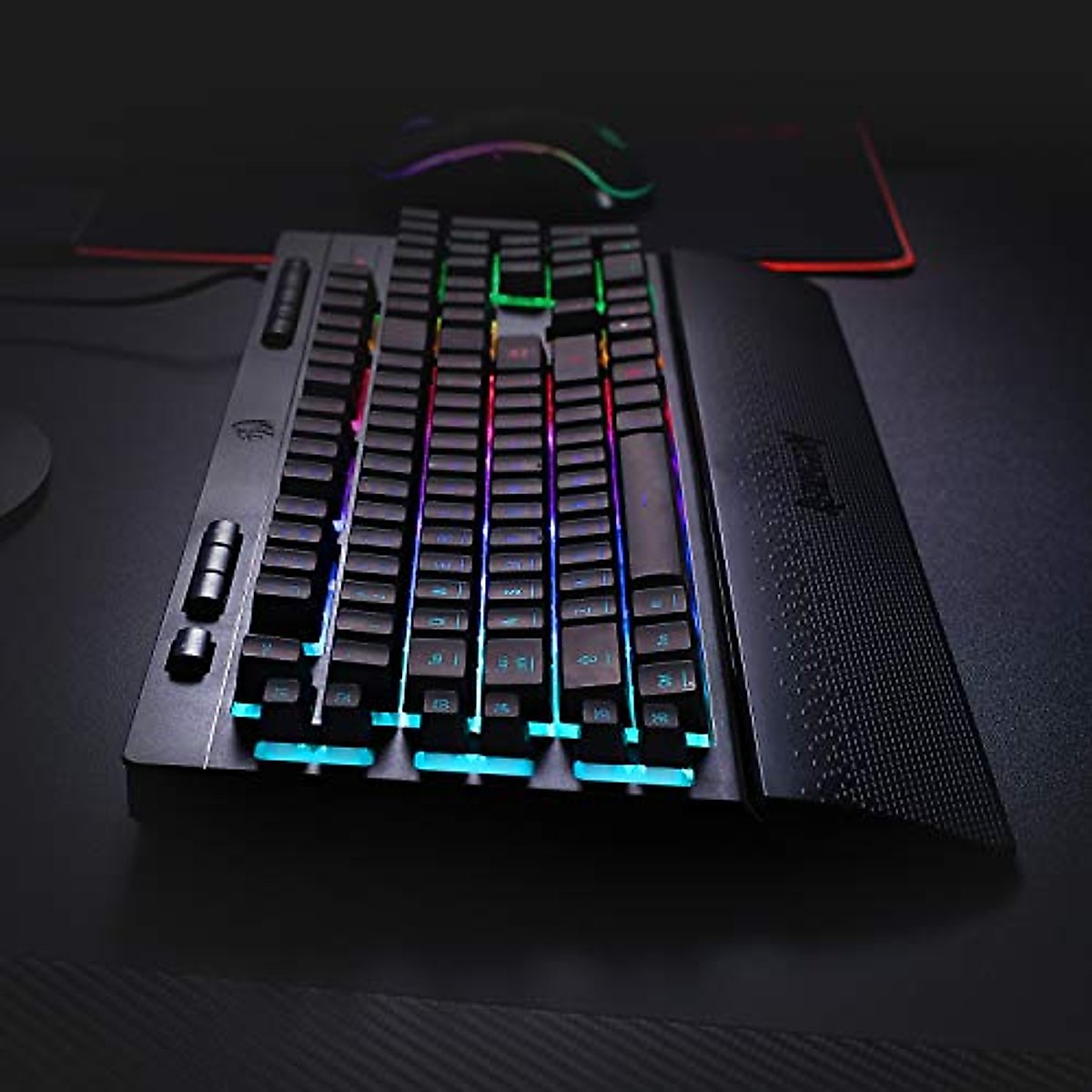 Redragon K512 Shiva RGB Backlit Membrane Gaming Keyboard with Multimedia Keys, Quiet Mechanical Feeling Keyboard, 6 Extra On-Board Macro Keys, Dedicated Media Control, Detachable Wrist Rest