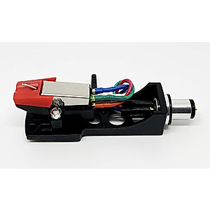 Cartridge and Stylus, Elliptical needle and Black Headshell with mounting bolts for Technics SL-1200, SL-1210, SL-1600, SL-1610, SL-1700, SL-235, SL-23A, SL-B2